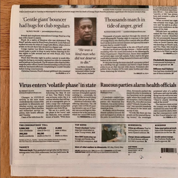 Minneapolis Star Tribune | Other | George Floyd I Cant Breathe ...